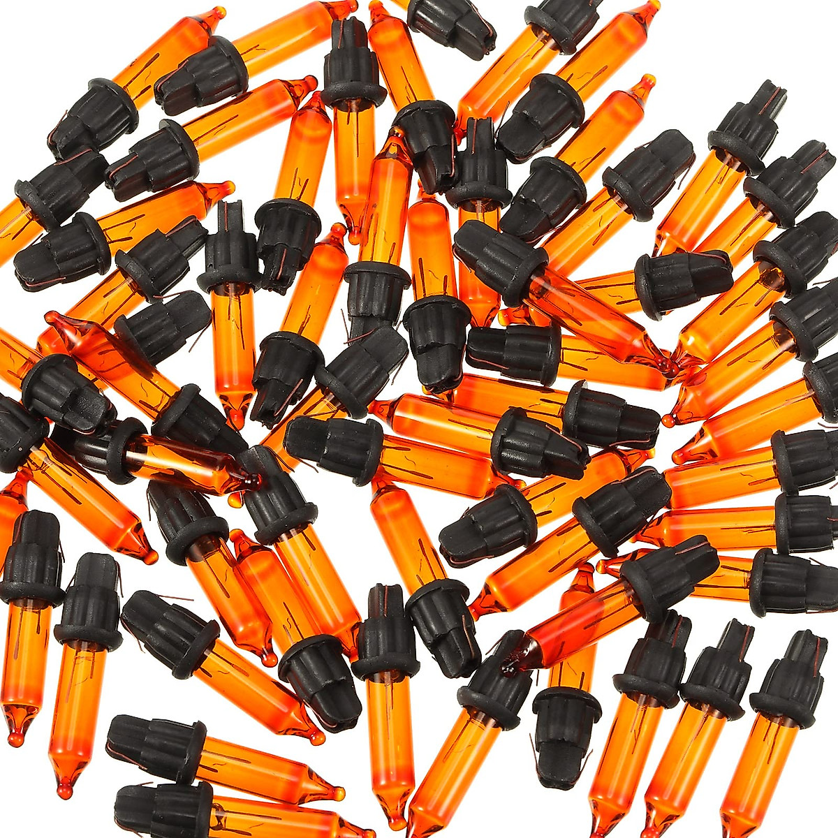 Mudder 200 Pieces 2.5V Replacement Christmas Tree Light Bulbs 50/100/150/200 Count Mini Incandescent Wire String Light Replacement Bulbs for Xmas Tree Decoration(Black Base with Orange Bulb)