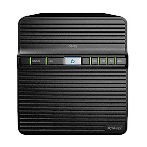 Synology DS420j 4-Bay Diskstation NAS (Realtek RTD1296 1GB RAM 1xRJ-45 1GbE LAN Port), Bundle with 4 x 8TB WD RED Plus HDD (WD80EFZZ - 68BTXN0)