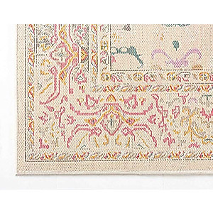 Unique Loom Aurora Collection Over-Dyed, Abstract, Botanical Southwestern, Transitional Area Rug, Rectangular 9' 0" x 12' 0", Beige/Pink
