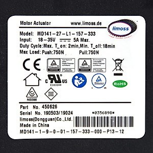 Frassie Power Recliner Lift Chair Motor Limoss 450626 Actuator Model MD141-27-L1-157-333 Replacement