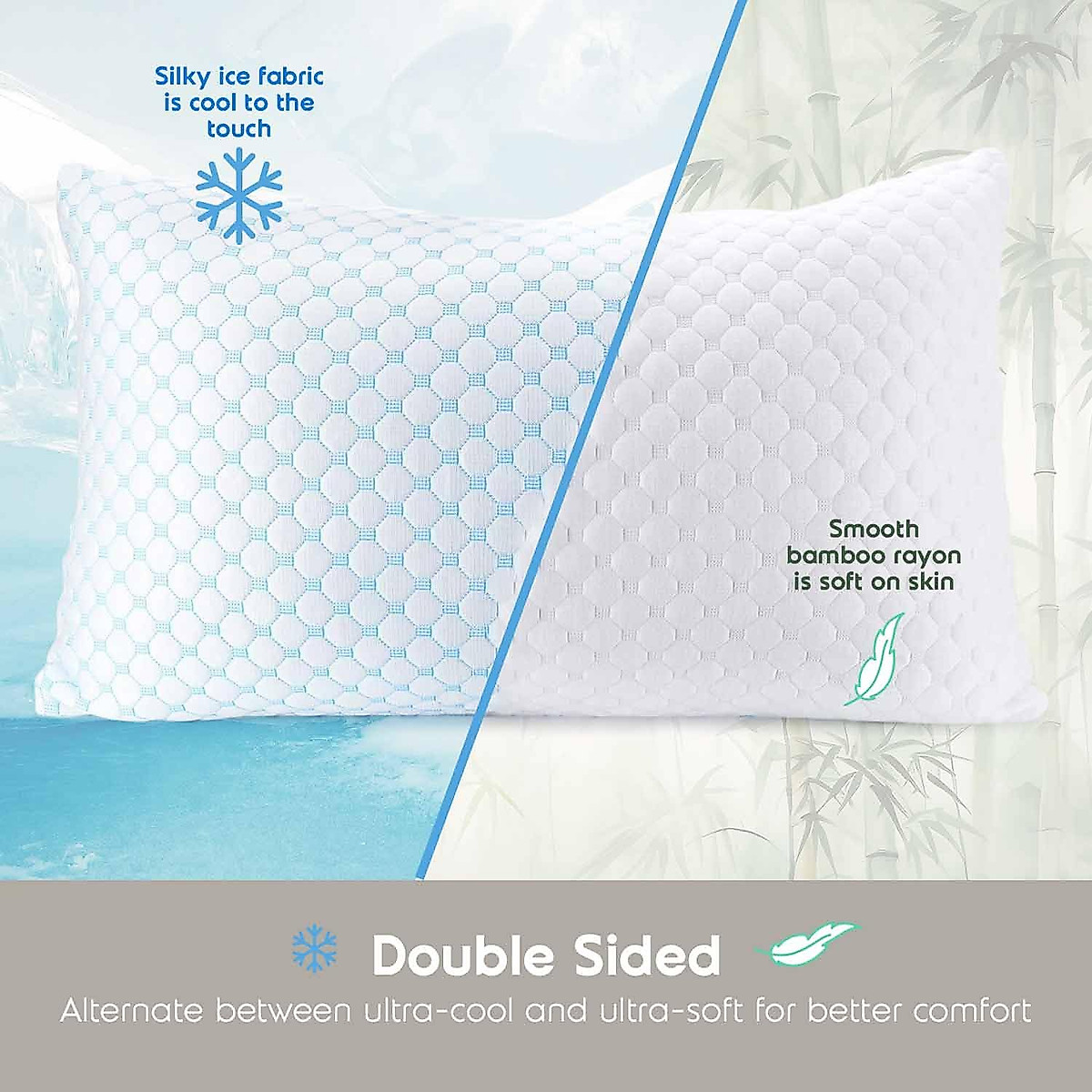 Nestl Cooling Pillow - Queen Size Set of 2 Cooling Memory Foam Pillows, Gel Infused Cool Pillow, Adjustable Cooling Pillows for Sleeping, Breathable Queen Pillows, Washable Removable Bed Pillow Cover