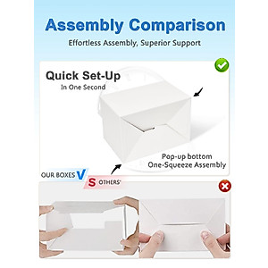 S9BAI15 Shallive 15 Pack Large Treat Boxes White - 9 x 6 x 6 inches Gable Gift Boxes with Handle Cardboard Lunch Boxes Recycled Paper Take Out Boxes Welcome Boxes For Wedding Baby Shower Birthday