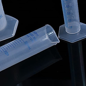6Pack Plastic Graduated Cylinder 250 ml Transparent Measuring Cylinder Set, Science Measuring Test Tube Flask, Graduated Cylinder Beaker with 2-Sided Marking & Pour Spout for Home and School Science