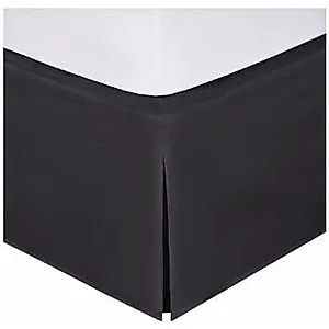 Ethereal Bedding 400-TC Sateen 1-PC Luxury Split Corner Tailered Bed Skirt Full XL (Extra Long) Solid Black 21'' Inches Drop Length 100% Egyptian Cotton