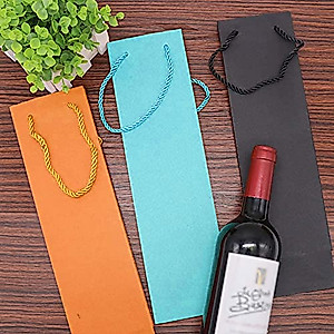 Smilerain Wine Gift Bags, 10Pcs Colors Reusable Gift Bags with Handles, 20 Sheets of Wrapping Paper with Star and Ribbon, Wine Bags Perfect for Wedding Birthday Holidays and Gifts,3.5 x 4.3 x 13.8 In