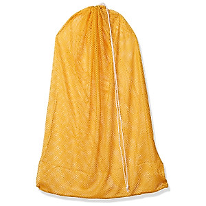 Champion Sports Mesh Sports Equipment Bag, Gold, 24x36 Inches - Multipurpose, Nylon Drawstring Bag with Lock and ID Tag for Balls, Beach, Laundry