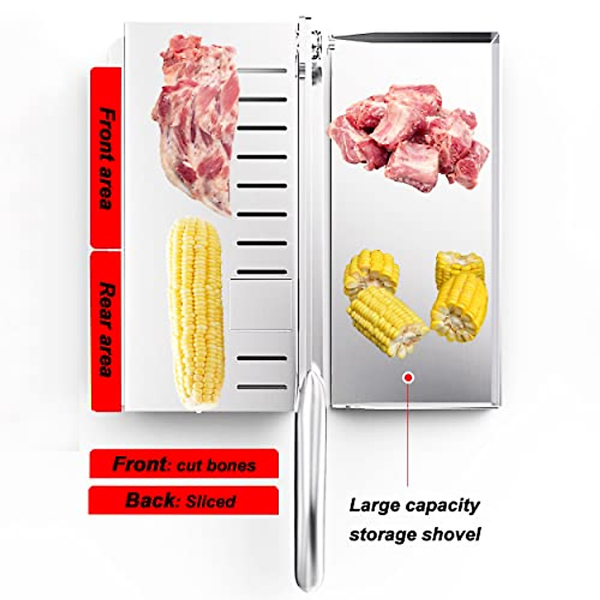 SJDFK Manual Bone Meat Slicer,Stainless Steel Cutter Machine,Rib Fish Chicken Beef Cutting Machine for Home Cooking and Commercial 15.3 In