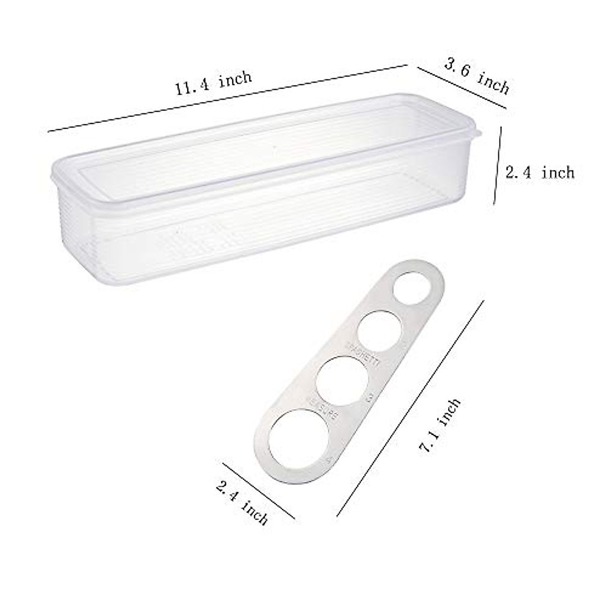N-X Clear Pasta Storage Containers with Measuring Tool | Rectangular Pasta Containers | Spaghetti Noodles Container Storage | Pasta Canister Set | Kitchen & Pantry Organization