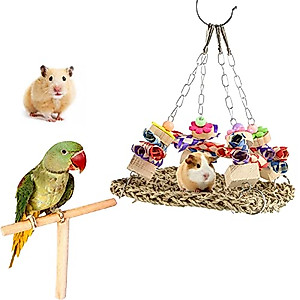 Seagrass Bird Mat, Seagrass Bird Swing Bright Colors Keep Birds Bored
