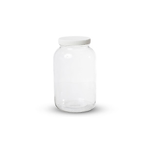 1 Gallon Glass Sourdough Jar - Home Bread Baking and Fermenting Kit with Cheesecloth Filter, Rubber Band and Plastic Lid - By Kitchentoolz