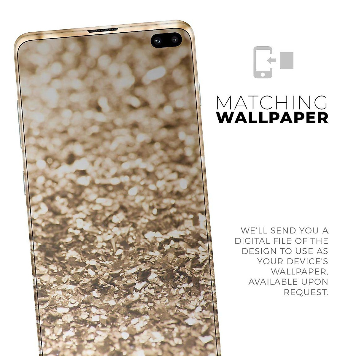 DesignSkinz Gold Glimmer V2 Protective Vinyl Decal Wrap Skin Cover Compatible with The Samsung Galaxy S20 (Screen Trim & Back Glass Skin)