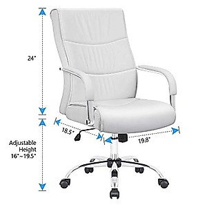 Furmax High Back Office Desk Chair Conference Leather Executive with Padded Armrests, Adjustable Ergonomic Swivel Task Chair with Lumbar Support (White)