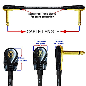 WORLDS BEST CABLES 6 Units - 6 Inch -Pedal, Effects, Patch, instrument cable CUSTOM MADE made using Mogami 2319 wire and Eminence Gold Plated ¼ inch (6.35mm) R/A Pancake type Connectors