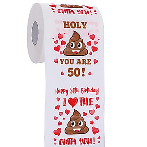 50th Birthday Gifts for Women, Men, Her, Him - Happy Prank Toilet Paper - 50th Birthday Decorations, Party Supplies Favors - 50 Years Old Funny Gag Gift Ideas, Novelty Bday Present for Friends, Family