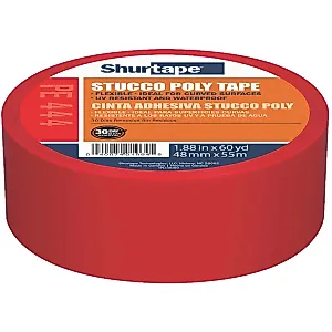 Shurtape PE 444 UV-Resistant Stucco Masking Tape, 48mm x 55m, Red, 1 Roll (107239)