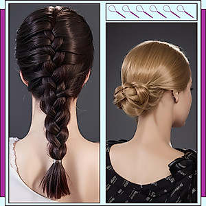 Teenitor 4pcs Pony Hair Tail Accessories, 2 Pairs French Braiding Tool, Turvy Styling Tool for Women Girls, Ponytail Pull Through Tool Purple/Blue