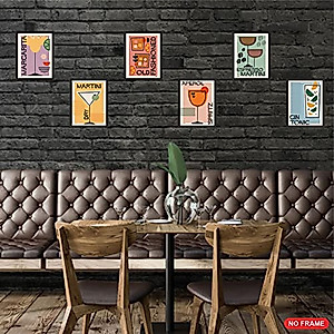 Print A To Z® Cocktail Wall Art Poster Prints Decor Set, UNFRAMED Set of 6 ( 8''x10'' ), Bar Wall Decor, Boho Cocktail Mixology Wall Art Print for Bar - by Print A To Z | Alcohol Bar Themed Kitchen Home, Bar Cart Decor Cocktail Poster, cocktail wall art s