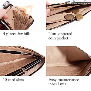 Charis HIGH FIVE Vegan Leather Botanical Floral Slim Wallet for Women Card Coin Purse Flower - Black