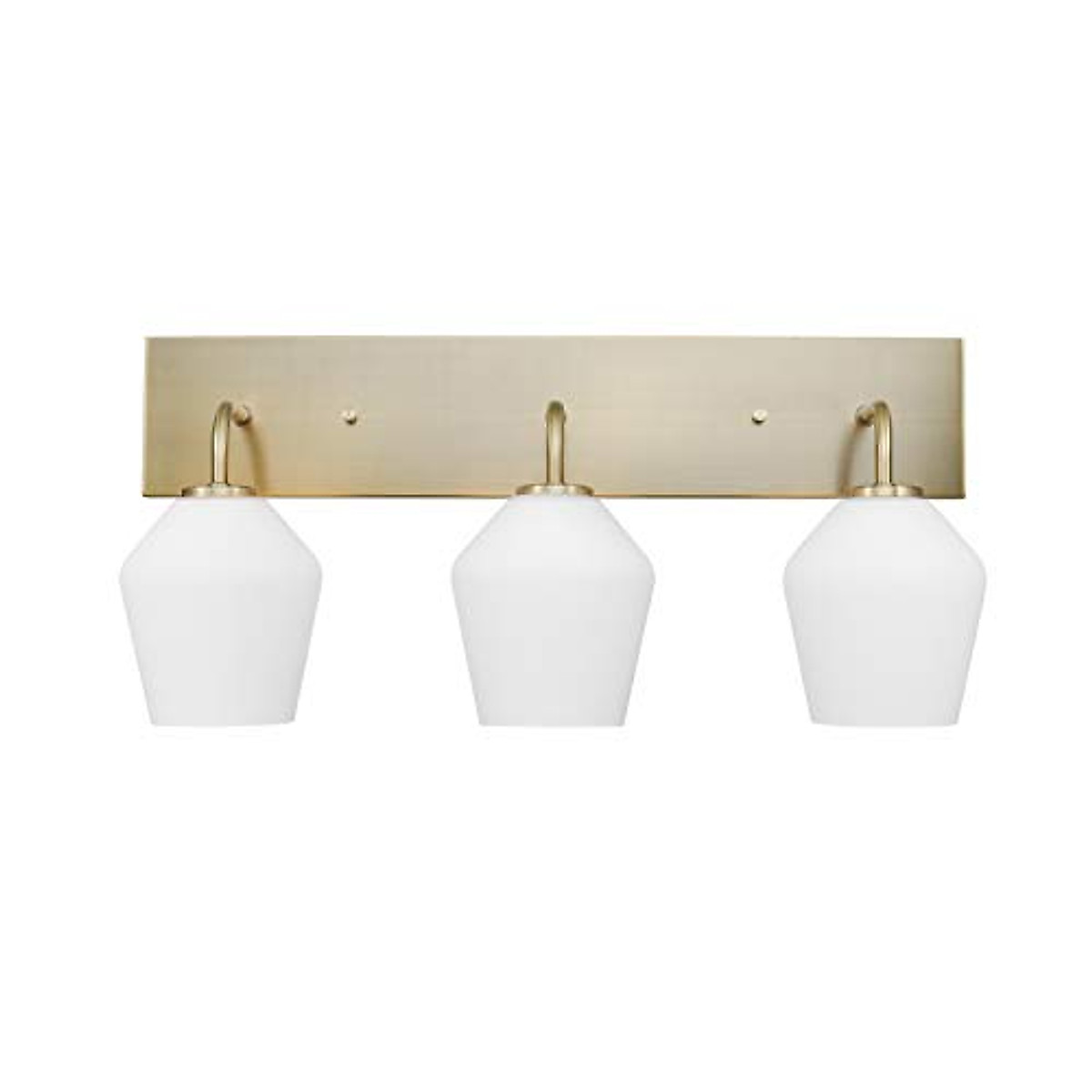 Globe Electric 51615 Raja 3-Light Vanity Light, Matte Brass, Opal Glass Shades