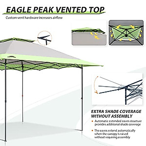 EAGLE PEAK 13x13 Straight Leg Pop Up Canopy Tent Instant Outdoor Canopy Easy Single Person Set-up Folding Shelter w/Auto Extending Eaves 169 Square Feet of Shade (Gray)
