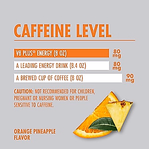 V8 +ENERGY Orange Pineapple Energy Drink, Made with Real Vegetable and Fruit Juices, 8 FL OZ Can (12 Pack)