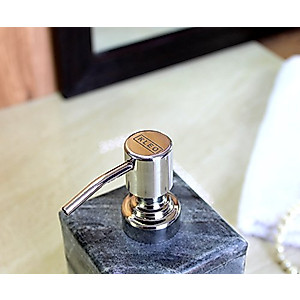 KLEO - Bathroom Accessory Set Made from Natural Stone - Bath Accessories Set of 4 Includes Soap Dispenser, Toothbrush Holder, Tumbler and Soap Dish (Grey)