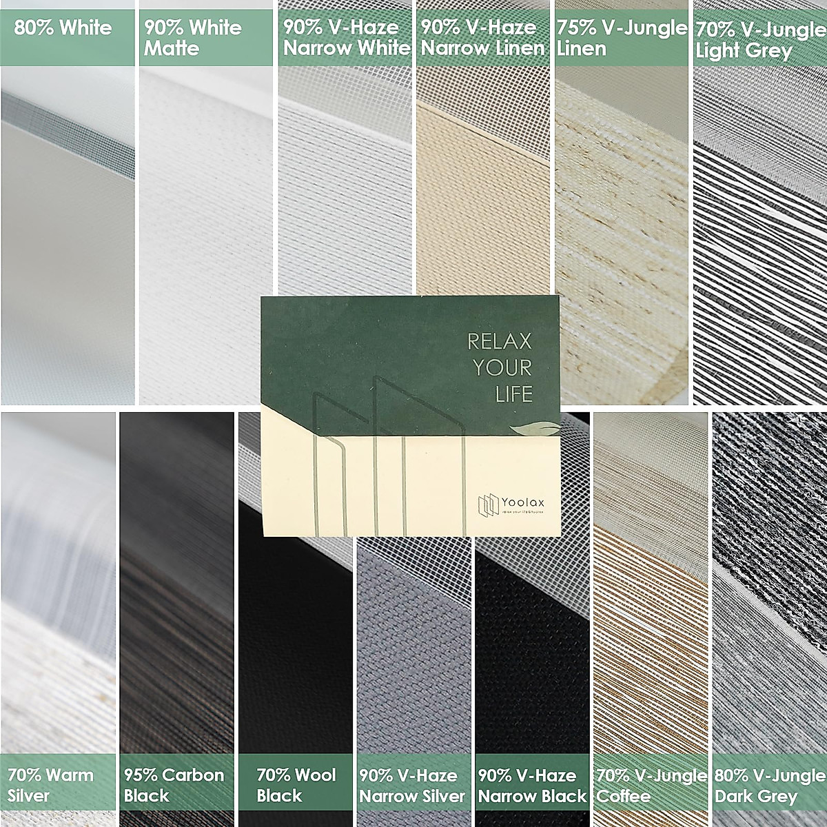 Yoolax Double Layer Zebra Shades Fabric Samples