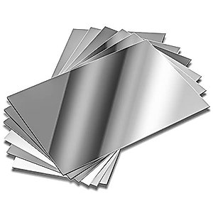 ELCOHO 12 Pack Mirrors Plastic Mirror Decor Flexible Mirror Sheets Self Adhesive Mirror Tiles Silver Mirror Board Card for Educational or Home Decor