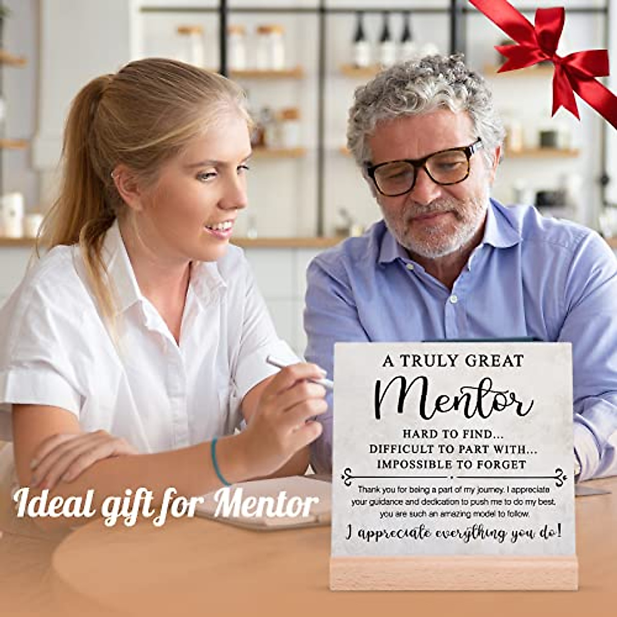 Mentor Gifts for Women Men, Thank You Mentor Sign, Plaque With Stand, Leaving Going Away Retirement Appreciation Gifts for Boss, Coworker, Teacher, Counselor, Coach, Supervisor