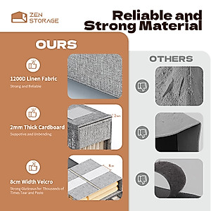 4 Pack Sheet Storage Box (King & Queen Size) with handle, Foldable Sheet Set Organizer for Closet, Sheet Organizer for Blanket, Coverlet and Towel,Beige