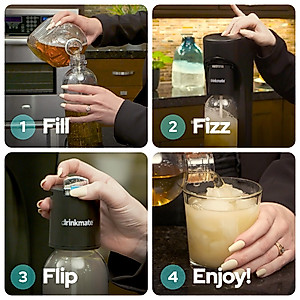 Drinkmate OmniFizz Sparkling Water and Soda Maker, Carbonates Any Drink, PARTY PACK - Includes two 60L CO2 Cylinders, three Carbonation Bottles, and two Fizz Infusers (Arctic Blue)