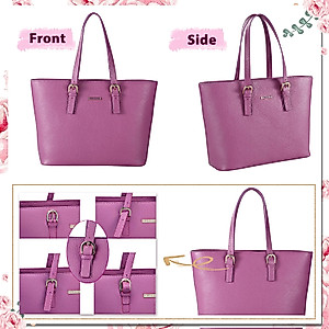 Banuce Leather Purses and Handbags for Women Large Capacity Shoulder Bag Ladies Office Work Bag Purple