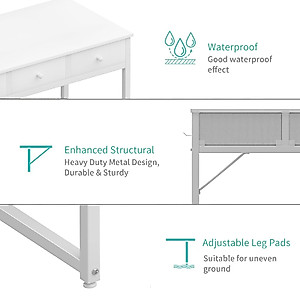Lufeiya White Makeup Vanity Desk with Mirror and Lights, 40 inch Make Up Vanity Desks with Fabric Drawers & Power Outlet, Dressing Table and Chair Set for Girls Bedroom, White