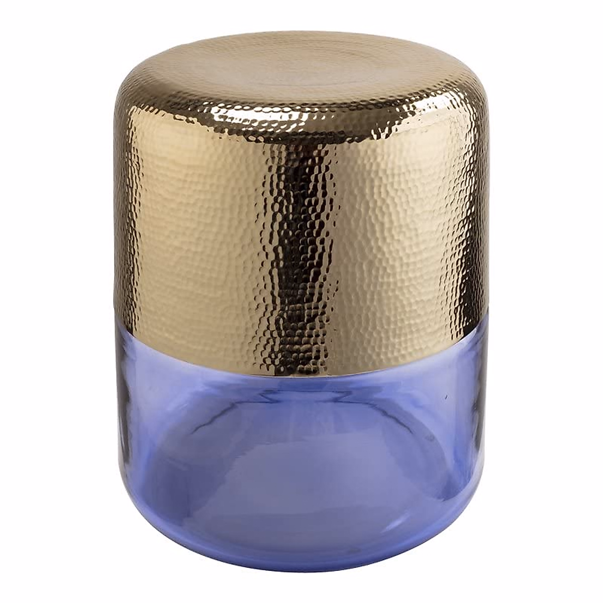 TOV Furniture Kolla Translucent Hand Hammered Modern Side Table, 14", Gold/Purple