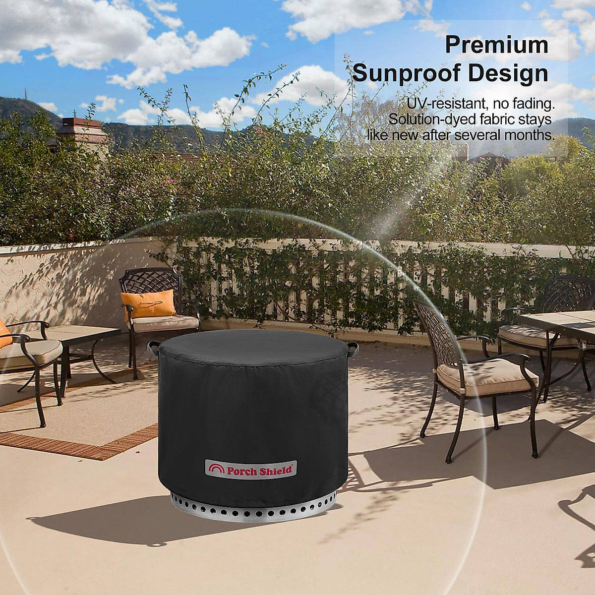 Porch Shield Fade Resistant Solo Stove Yukon Cover - Waterproof Patio Fire Pit Cover Round 32 inch Fits for Small Firepit Solo Stove Yukon