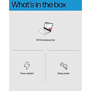 HP Chromebook 14 Laptop, Intel Celeron N4120, 4 GB RAM, 64 GB eMMC, 14" HD Display, Chrome OS, Thin & Portable, 4K Graphics, Long Battery Life, Snow White Keyboard (14a-na0210nr, 2022, Ceramic White)