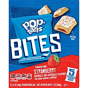 Pop-Tarts Baked Pastry Bites, Kids Snacks, School Lunch, Frosted Strawberry (5 Boxes, 25 Pouches)