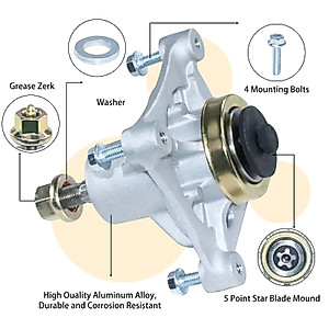 BOSFLAG 587125201 Spindle Replaces Husqvarna 587125201 Mandrel Assembly, Husqvarna 532174356, 539107515, 532174358, Craftsman 174356, 174358 for Husqvarna Z246, RZ4623, RZ5424, RZ46I Lawn Tractors