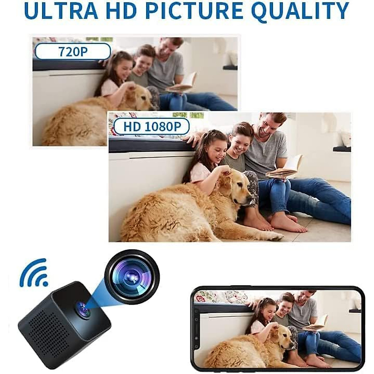 Spy Hidden Camera Wireless Mini WiFi Camera Home Small Security Camera Nanny Cam with Night Vision Motion Sensor for Indoor Outdoor with App for Cellphone Dog Camera with Battery Surveillance Cameras