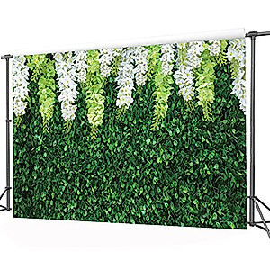CHAIYA 10x8ft Greenery Backdrop with Flowers Green Leaf White Flower Photo Backdrops Bridal Shower Backdrop for Wedding Backdrops Reception Ceremony Birthday Party Decoration CY-027