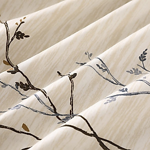 homebox Cotton Duvet Cover Set - 100% Egyptian Cotton Cream Branch Print Bedding Set Queen Size - 1200 Thread Count Breathable and Textured Duvet Cover Set for All Seasons(Queen, 90x90'')