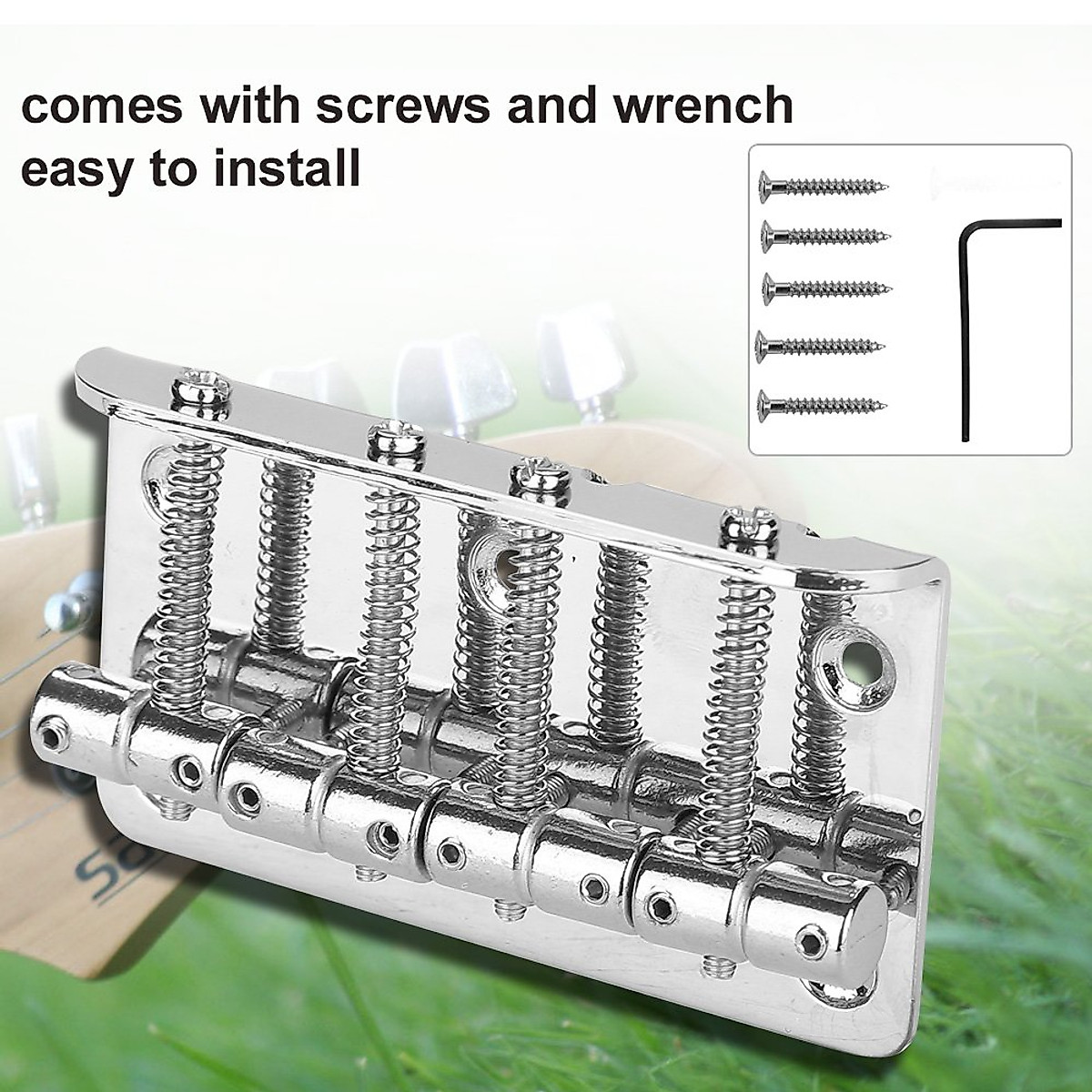 4 String Hardtail Bridge, Bass Bridge Saddles for Fender Precision 4 Saddle Hardtail 80mm Metal Tailpiece Electric Bass Bridge Replacement Accessory(Silver)