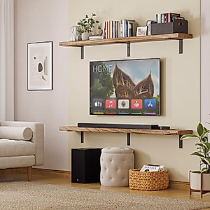 FHCKIG 72'' Floating Wall Shelf, Rustic Shelf for Room Decor, Hanging Shelves for Wall, Long Floating Shelf, Kitchen Storage Shelf Burnt