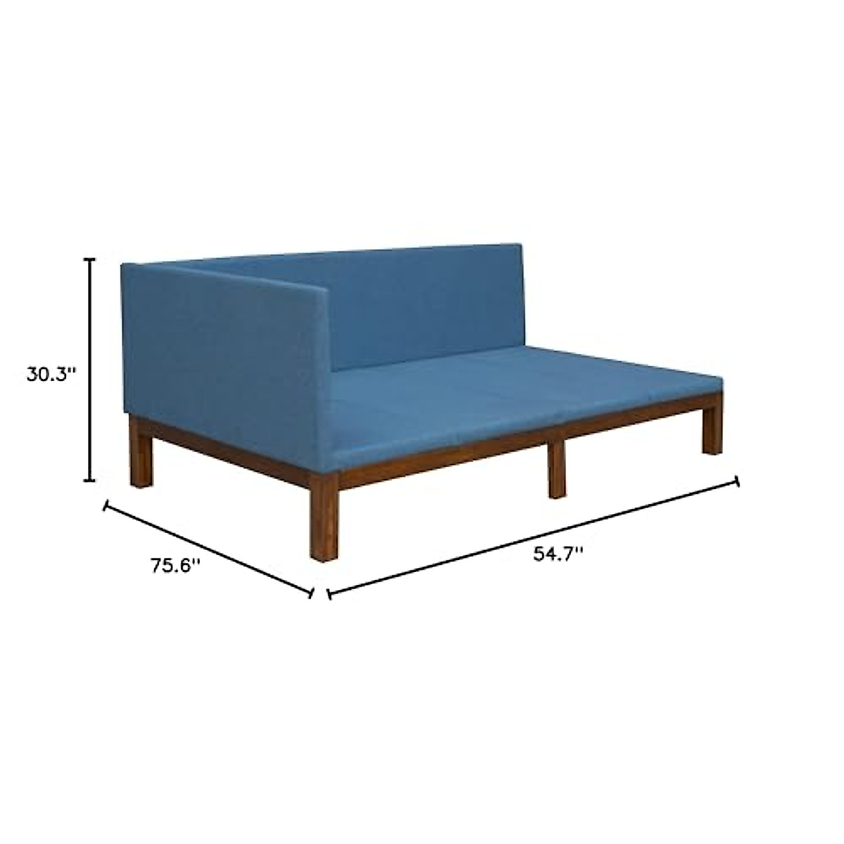 Merax, Blue Upholstered Daybed/Sofa Frame/Wood Floor Linen Cover Mattress/Futon Sleeper Beds, Twin Size