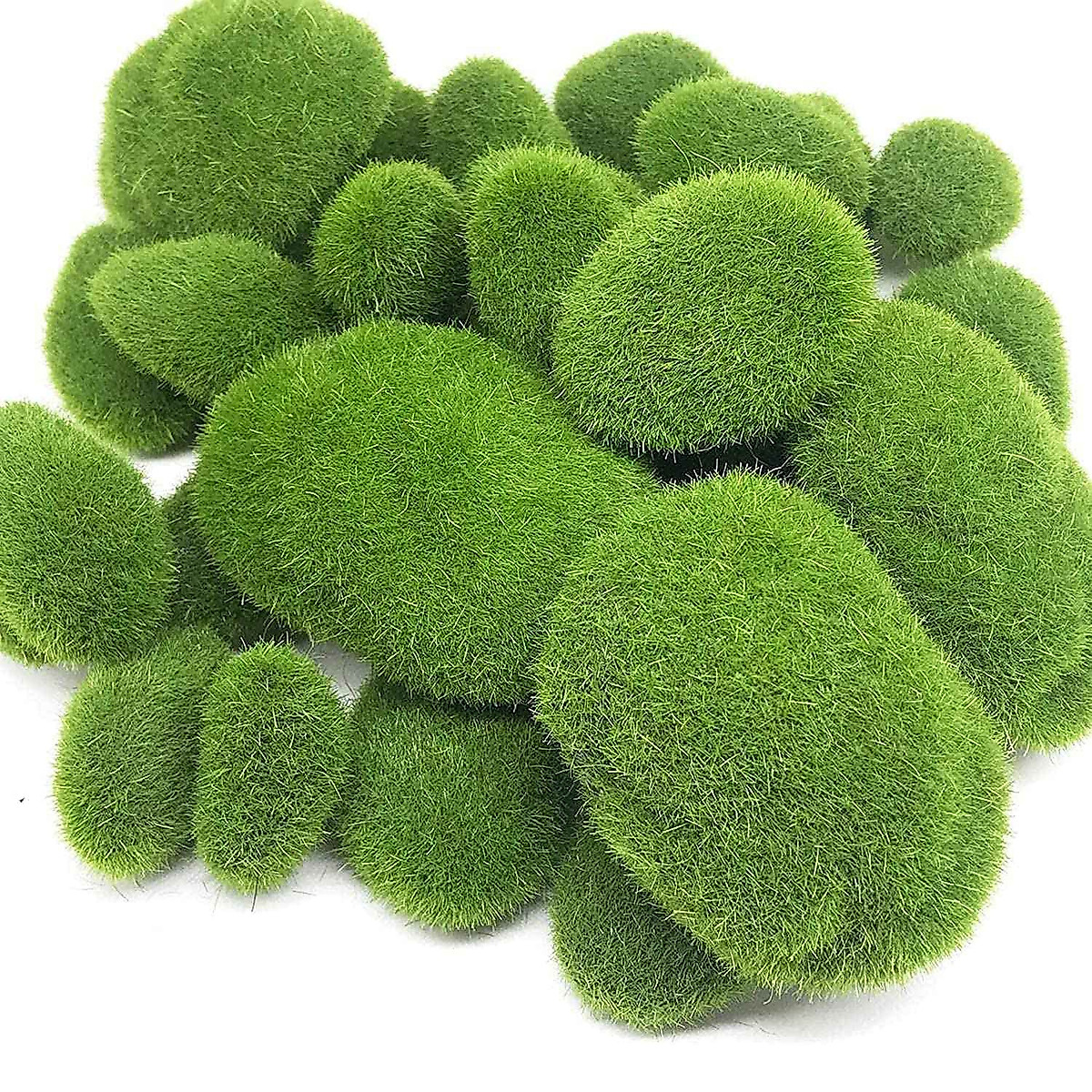 Boagkaah 36 Pieces 3 Size Artificial Moss Rocks Decorative, Green Moss Balls for Floral Arrangements Gardens and Crafting