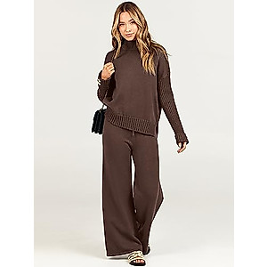 ANRABESS Women's Two Piece Outfits Sweater Sets Long Sleeve Knit Pullover and Wide Leg Pants Lounge Sets 2023 Fall Fashion Clothes Tracksuit Sweatsuit Set B1022shenfei-XL
