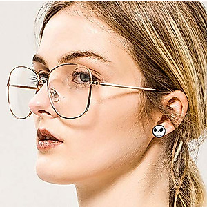 HENGYID 316L Surgical Stainless Steel Jack Skellington Round Circle Button Stud Post Earrings(10 MM) (Silver)