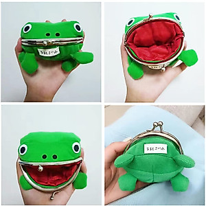 Frog Coin Wallet, Anime Cosplay Plush Frog Coin Purse Green Cartoon Frog Money Pouch Cute Funny Wallet for Halloween Gifts