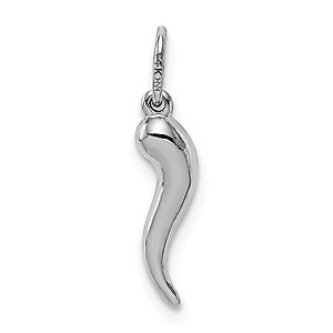 14k White Gold Cornicello Italian Horn Protection Pendant Charm TINY ( 3/4" ) - Jewelry Gifts For Women Wife Mom Gifts For Men Husband Dad
