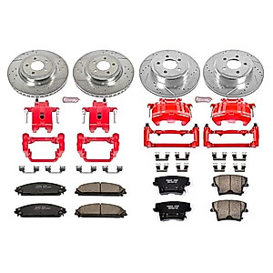 Power Stop KC2853A Front and Rear Performance Brake Kit with Calipers Drilled and Slotted Rotors and Ceramic Pads For Chrylser 300 | Dodge Challenger Charger [Application Specific]